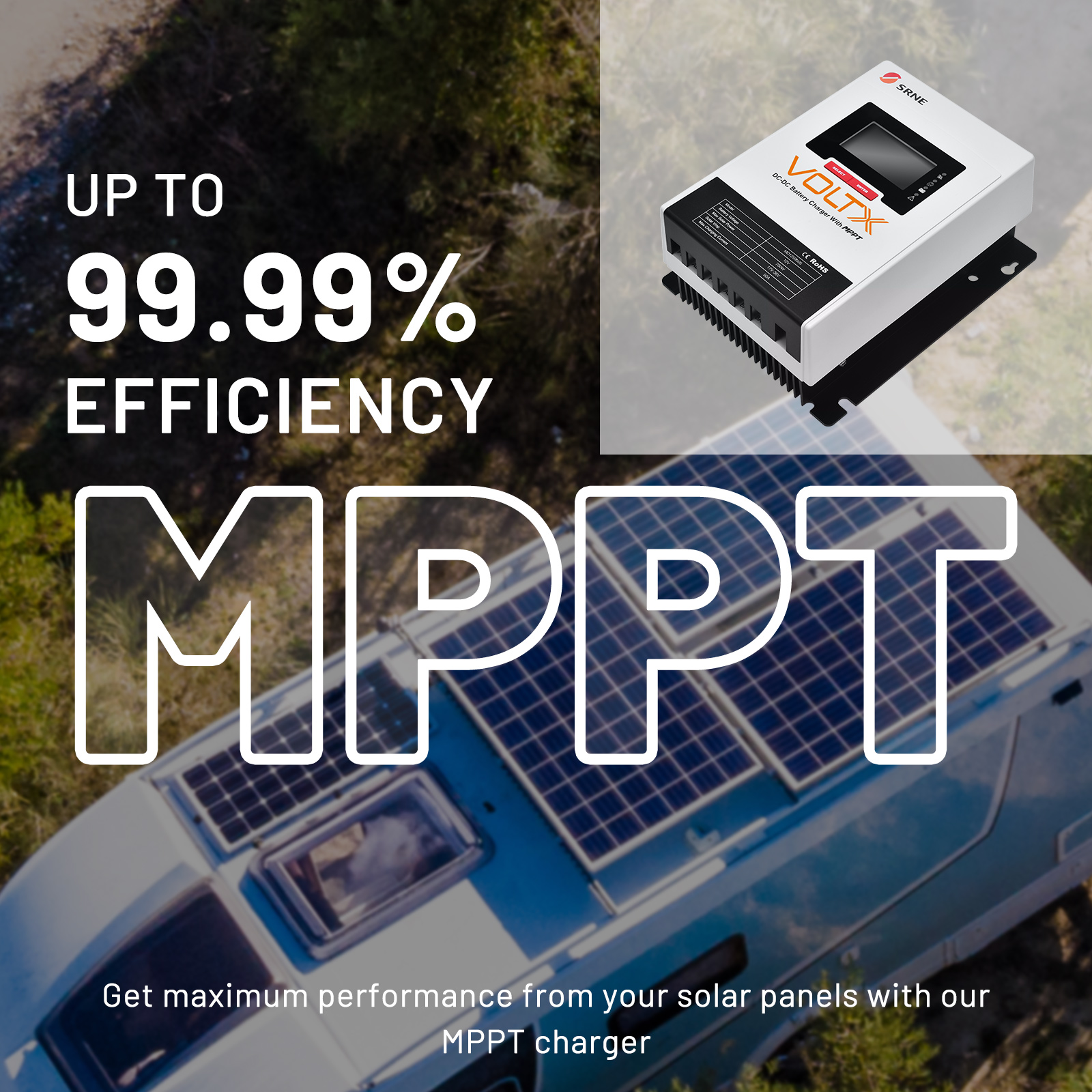 12V 50A SRNE DC/DC Solar Charging Controller Regulator MPPT Dual Battery USB RV